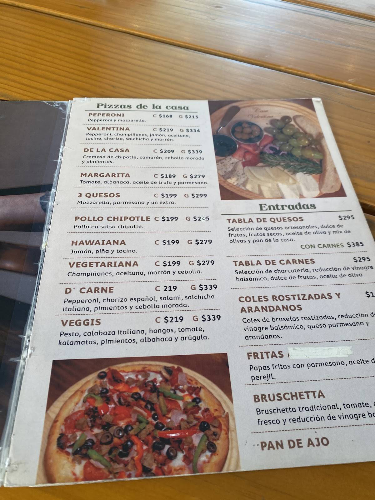 Menu at Restaurant Casa Valentina, Tecate