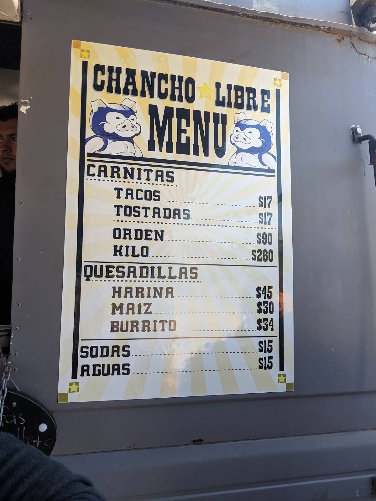 Carta del restaurante Chancho Libre Carnitas, Tijuana