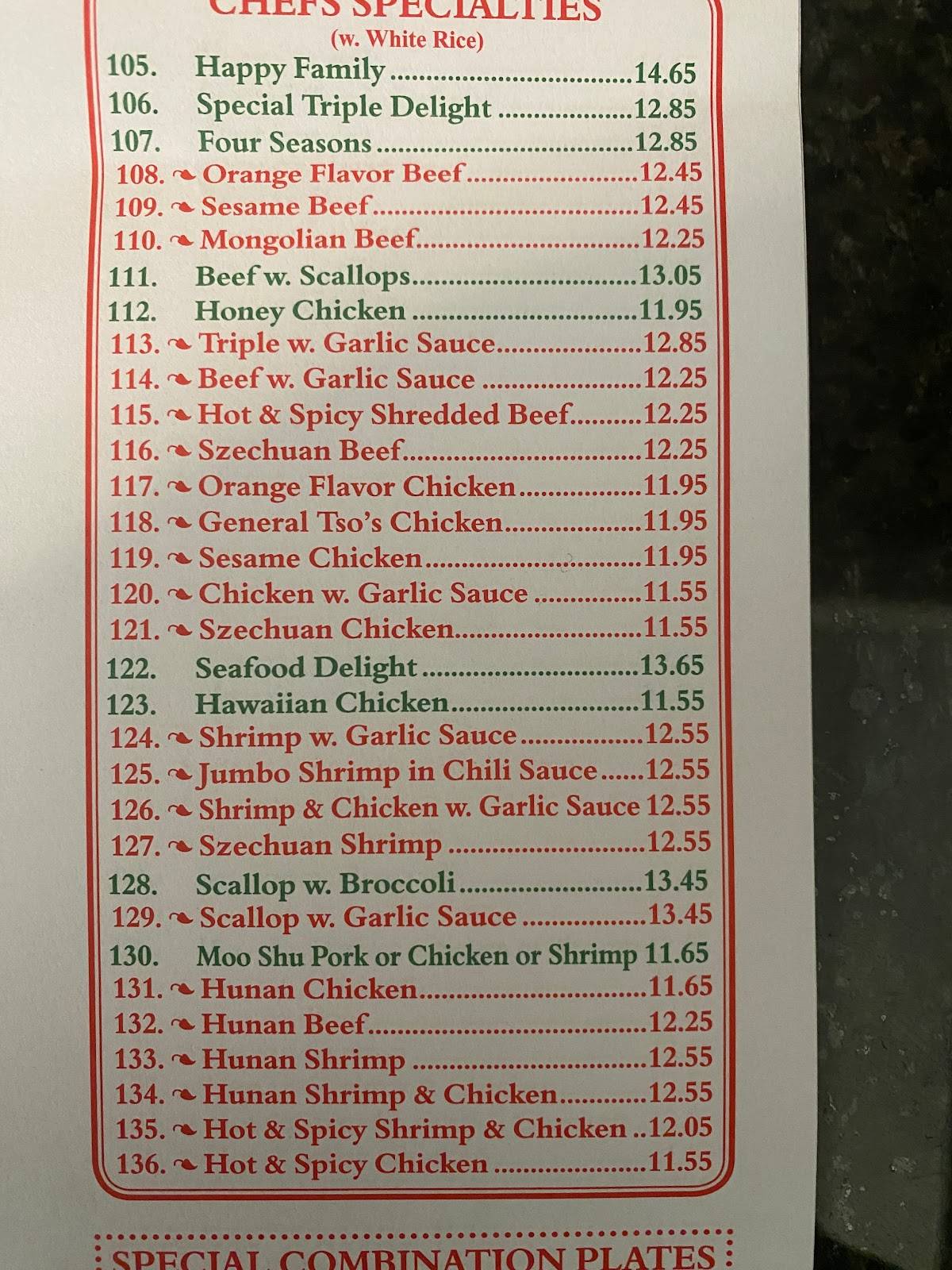 Menu at Chang An Restaurant, Greenville, 496 S Pleasantburg Dr
