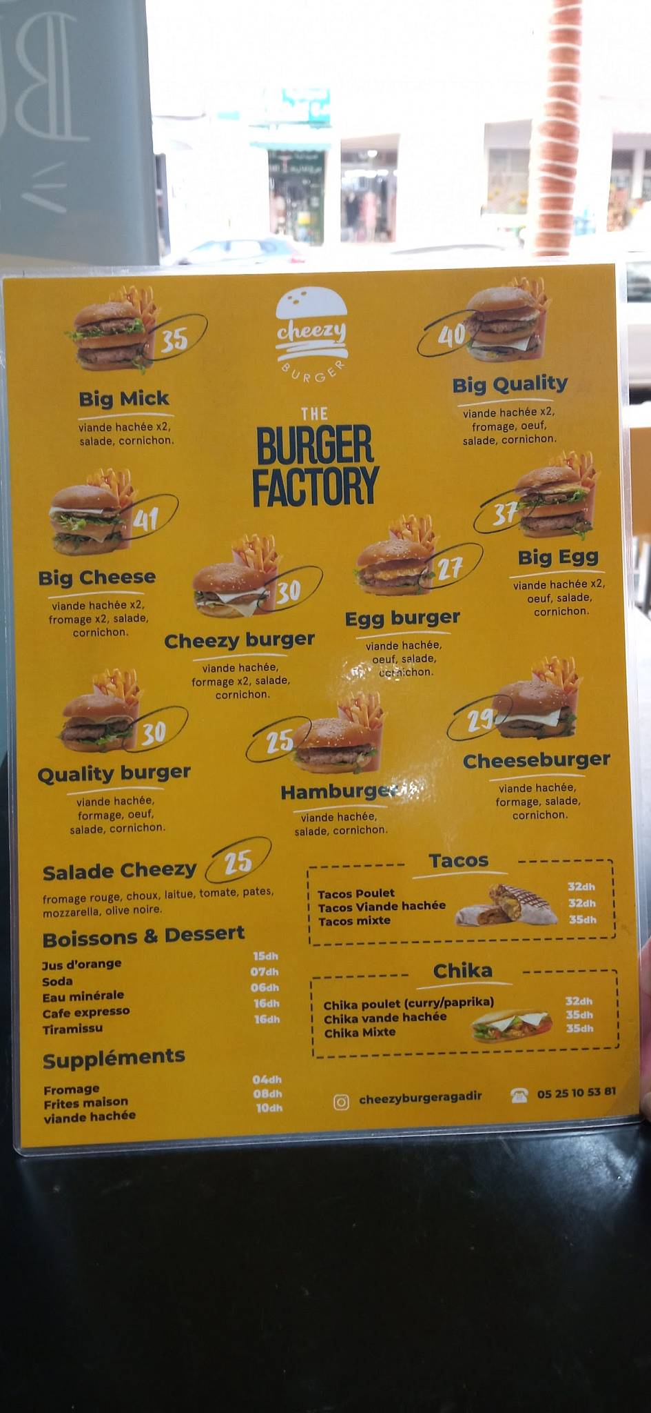 Speisekarte von Cheezy Burger restaurant, Agadir