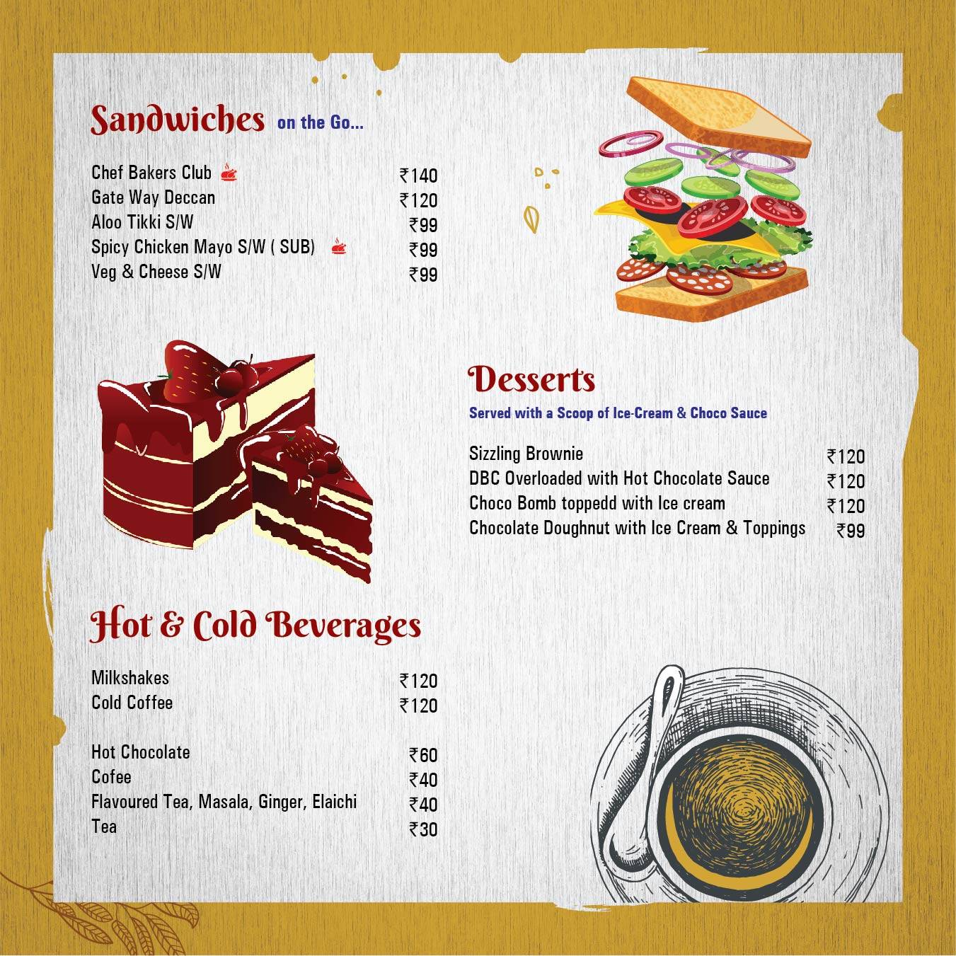 Menu at Chef Bakers Hyderabad, Bengaluru