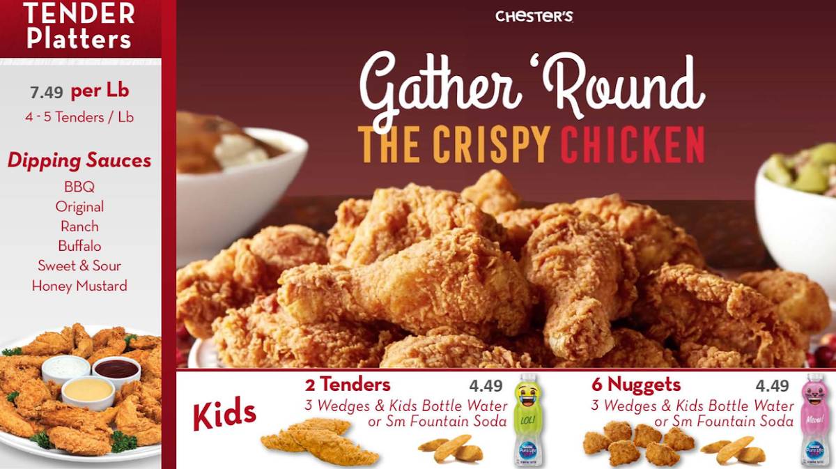 Menu at Chester's Chicken restaurant, East Longmeadow