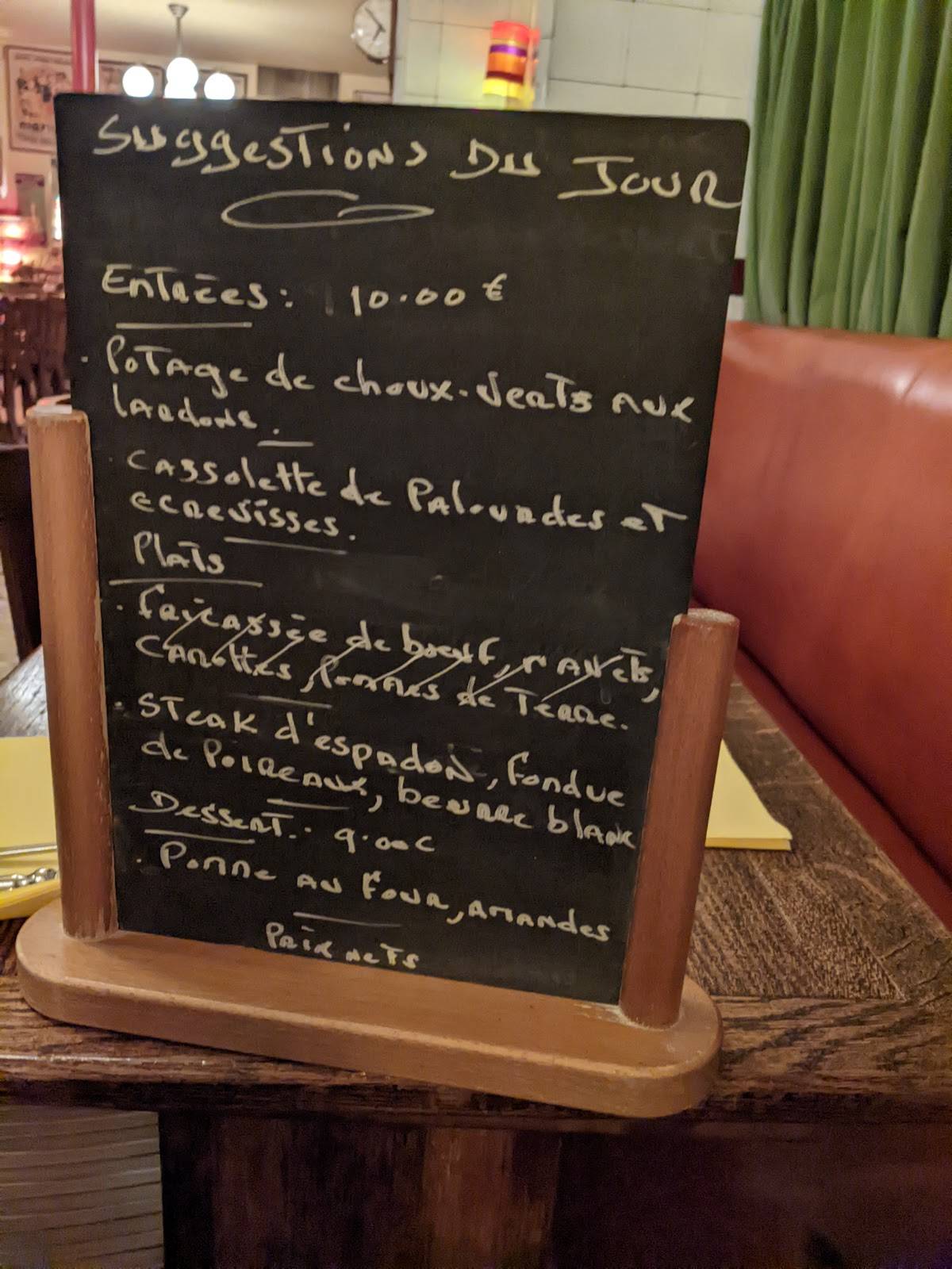 Menu at Chez Janou restaurant, Paris, 2 Rue Roger Verlomme
