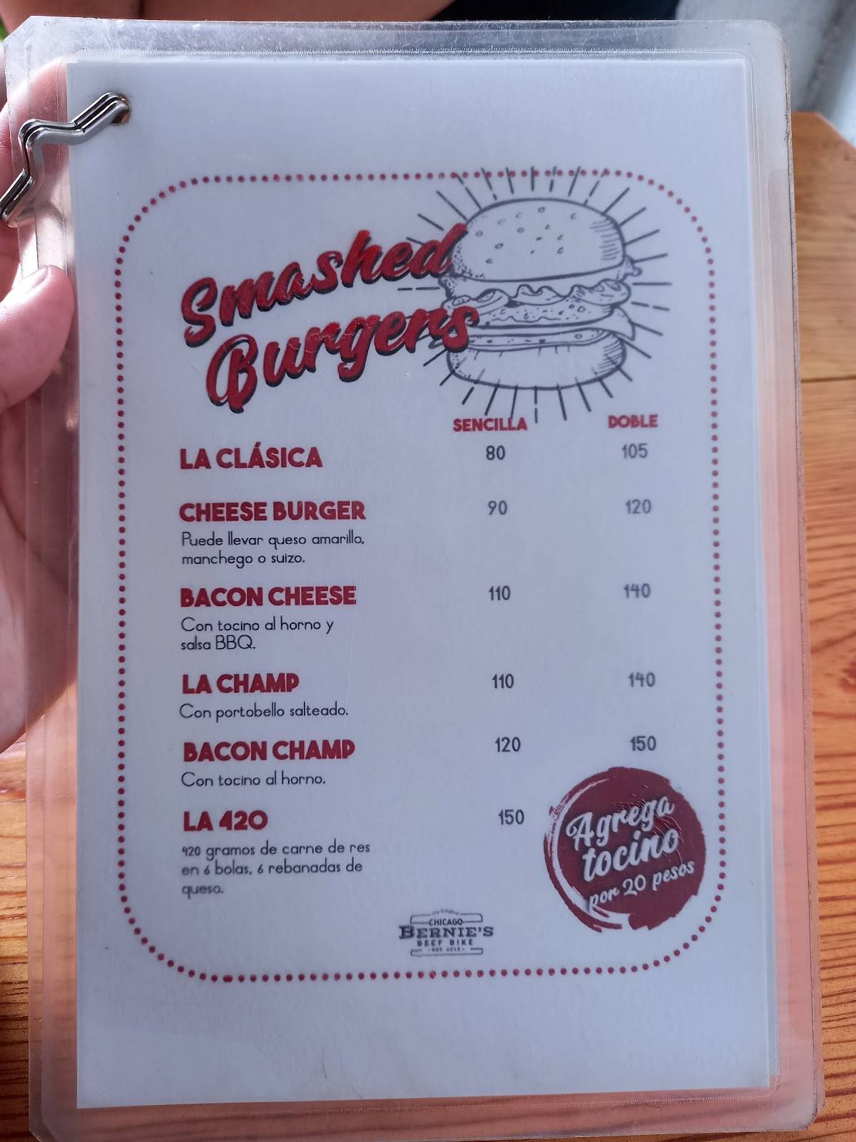 Carta del restaurante Chicago Bernies Beef Bike San Rafael, Ciudad del ...