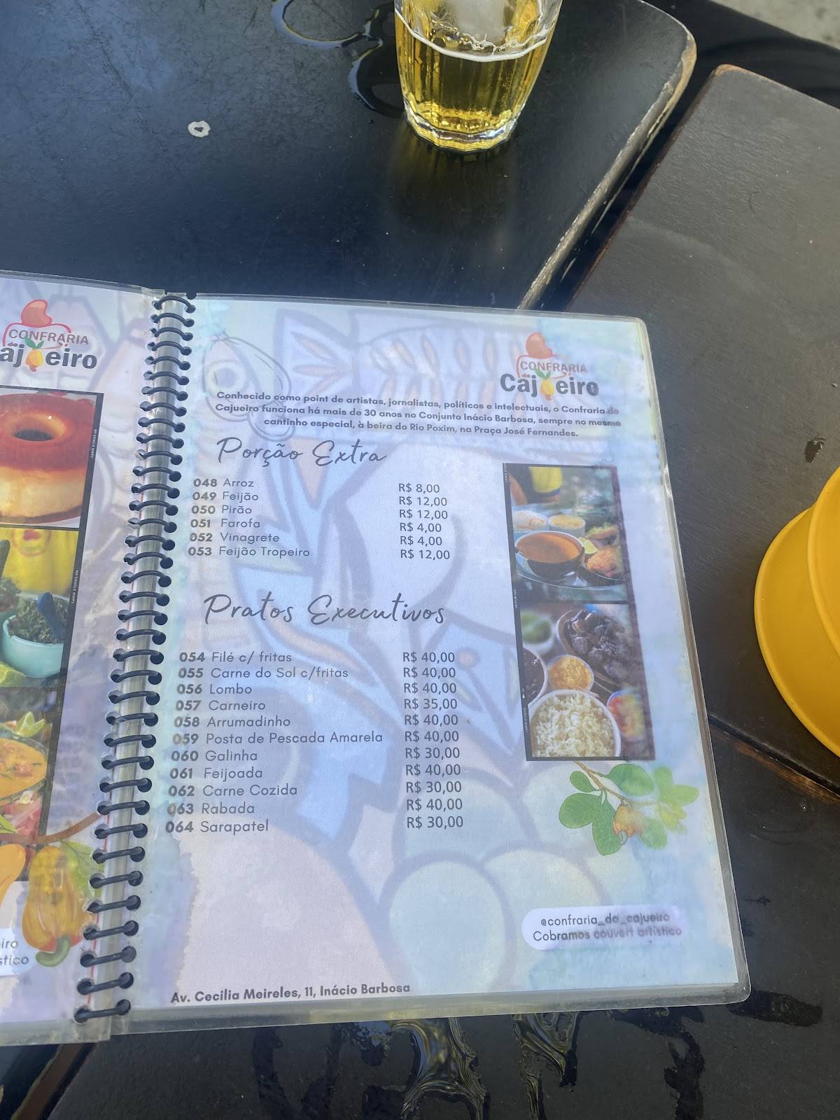 Menu em Confraria do Cajueiro restaurante, Aracaju