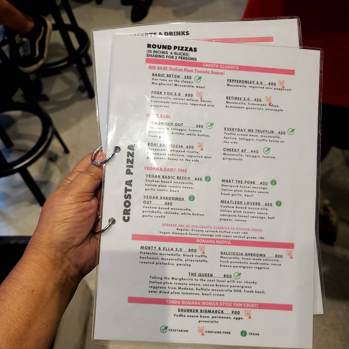 Menu at Crosta Pizzeria, Makati, Salcedo Village