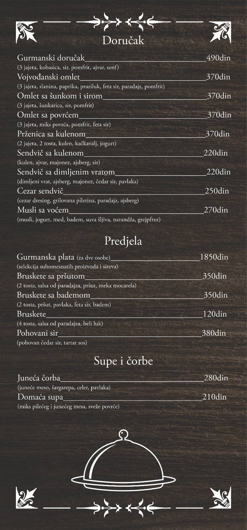 Menu at DI Restoran restaurant, Zabalj