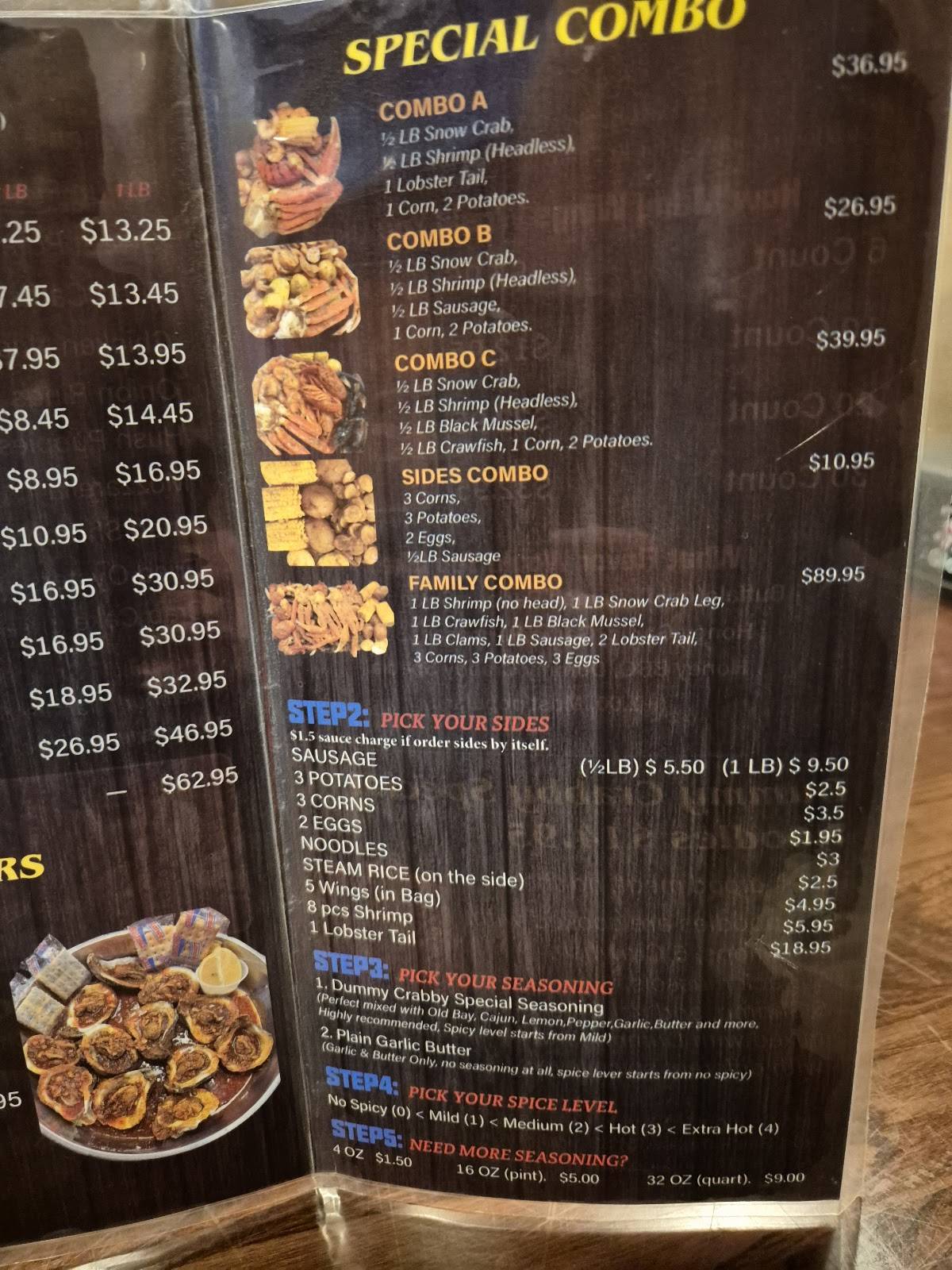 Menu at DUMMY CRABBY restaurant, Tampa