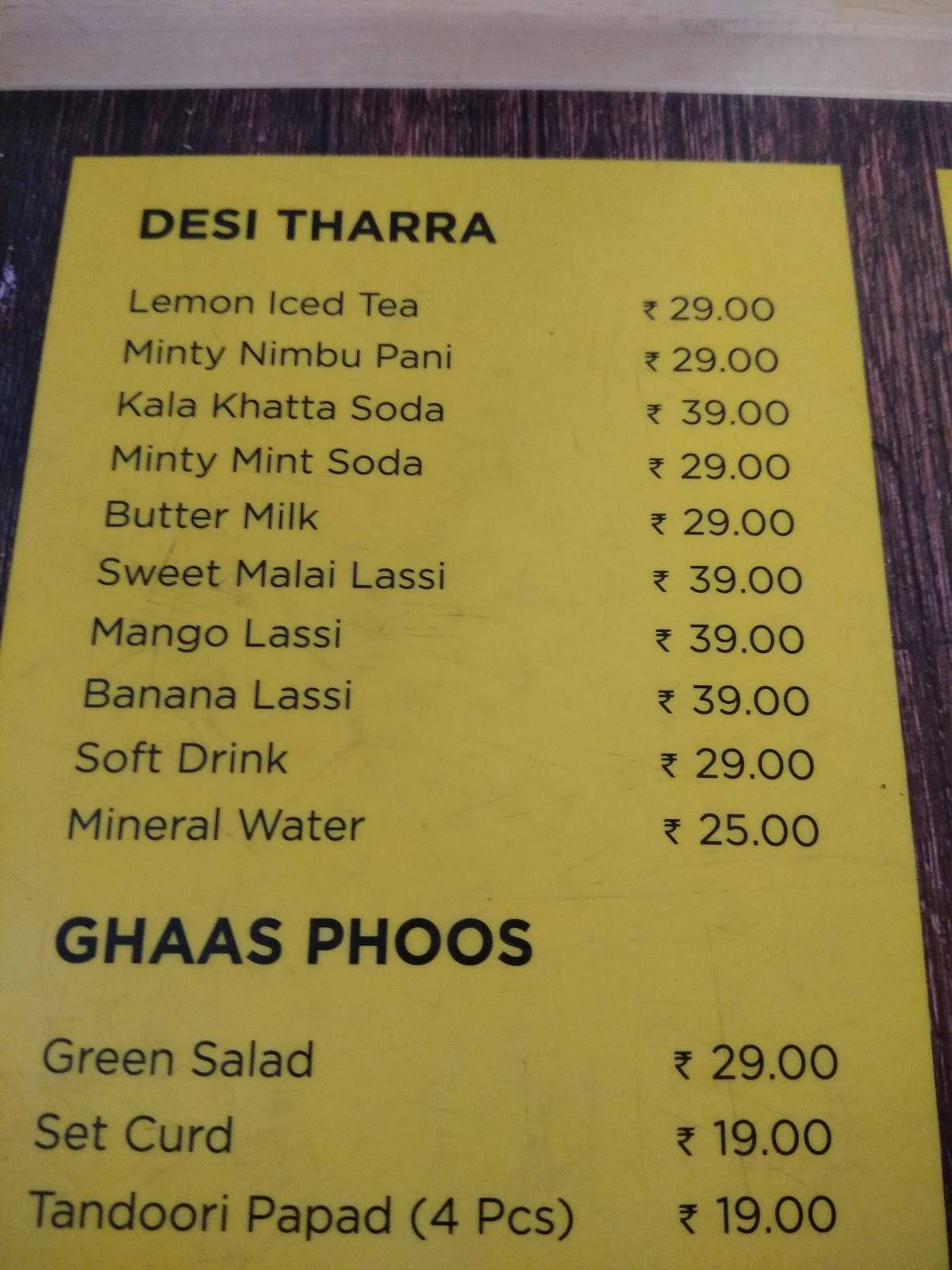 Menu at Daal Roti, Chennai, +RRJ