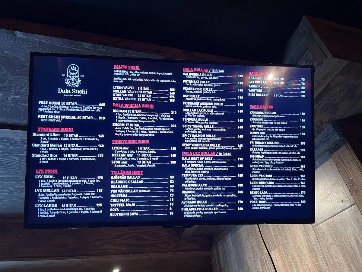 Menu at Dala Sushi borlänge restaurant, Borlänge