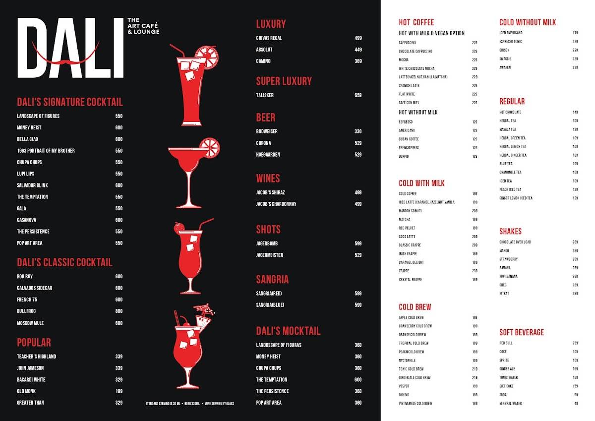 Menu at Dali - The Art Cafe', Nagpur