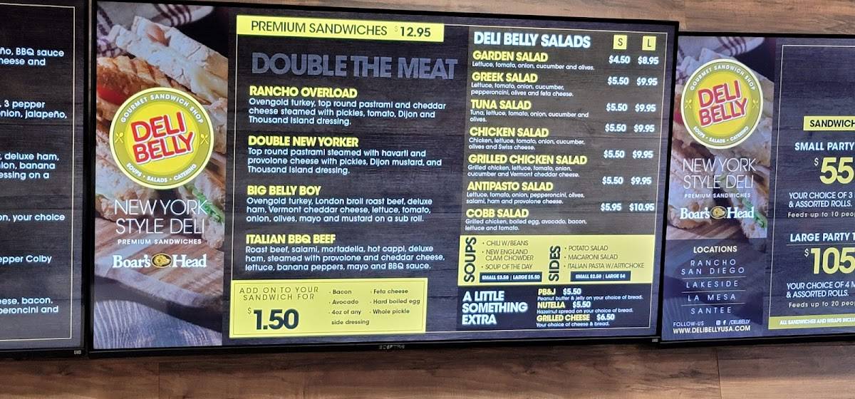 Menu at Deli Belly, Santee