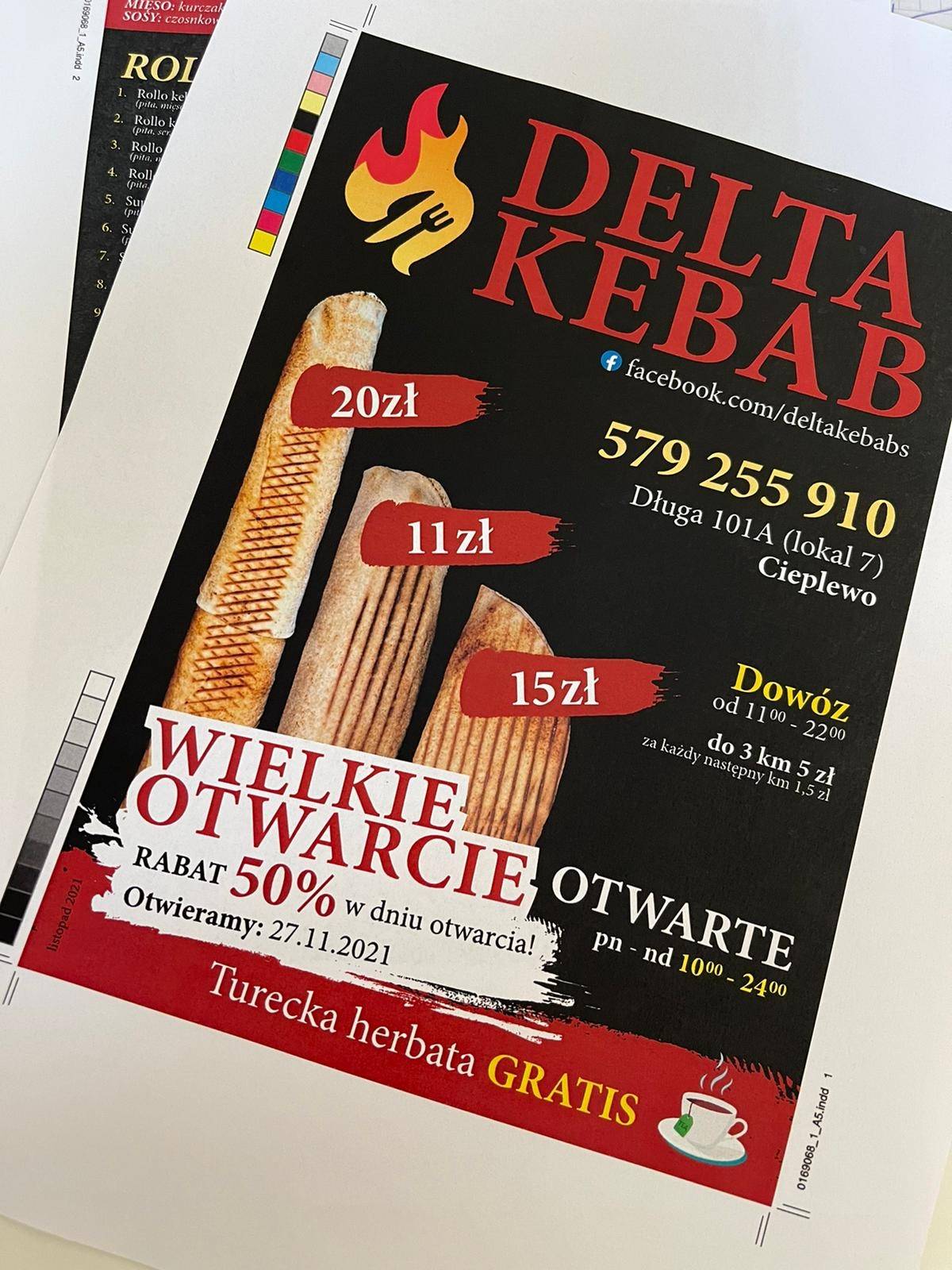 Menu at Delta kebab, Cieplewo