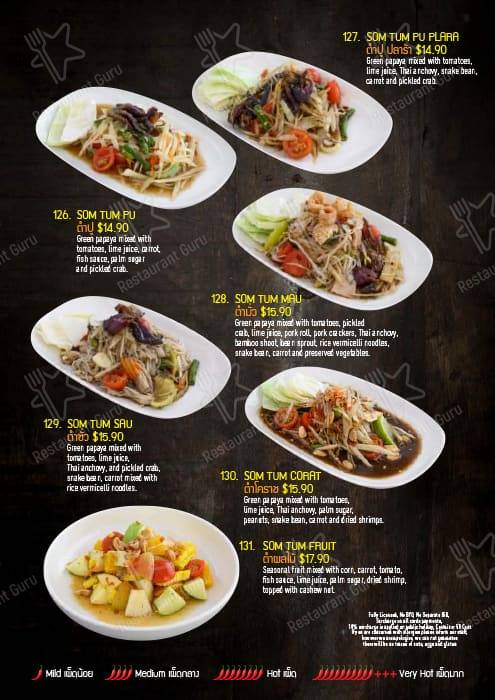 Menu at Dodee Paidang restaurant, Melbourne