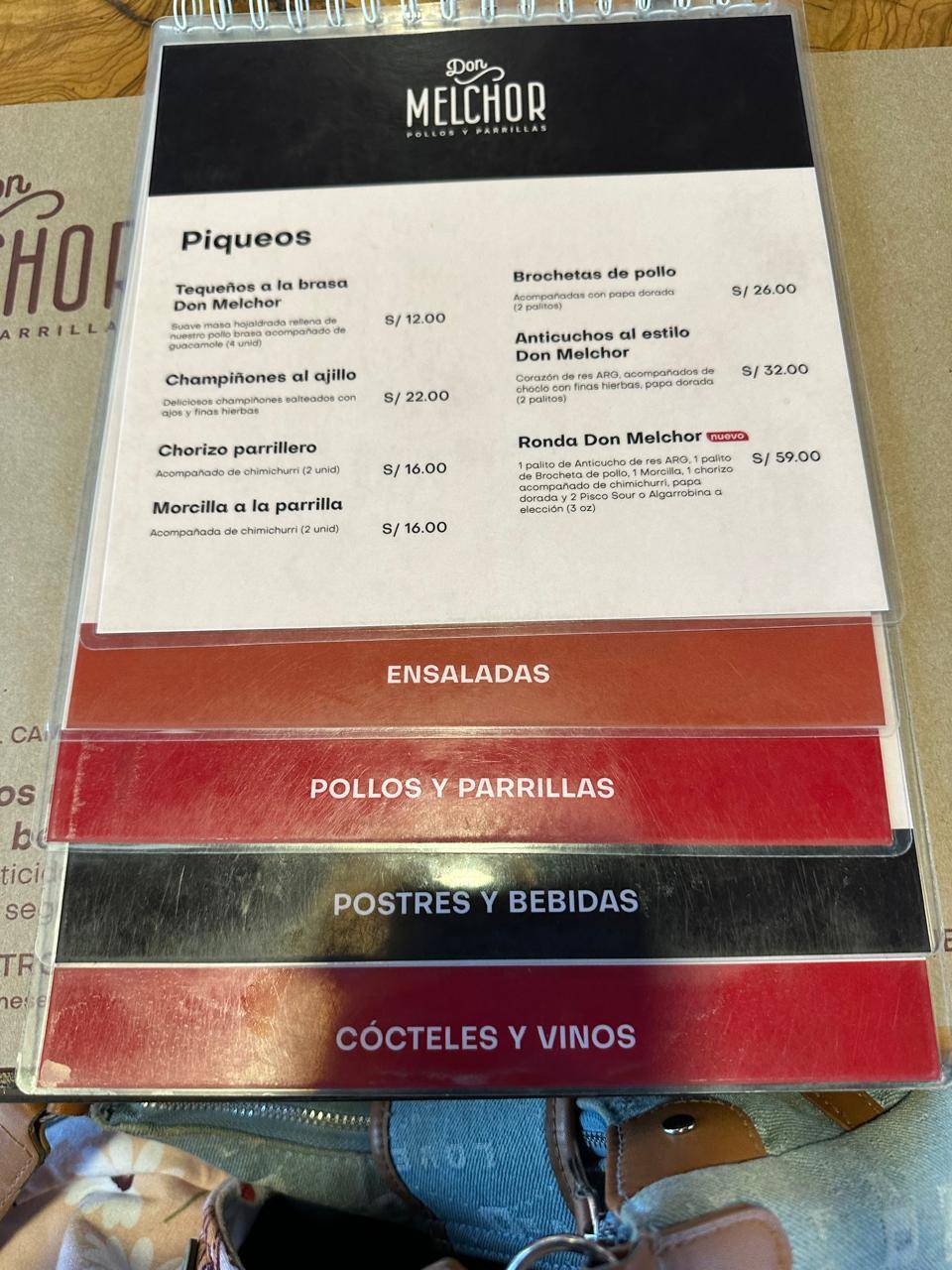 Carta de Don Melchor Pollos y Parrillas, Lima