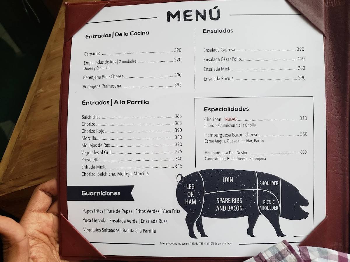 Menu at Don Nestor Parrillada, Santo Domingo, Av. Lope de Vega 13