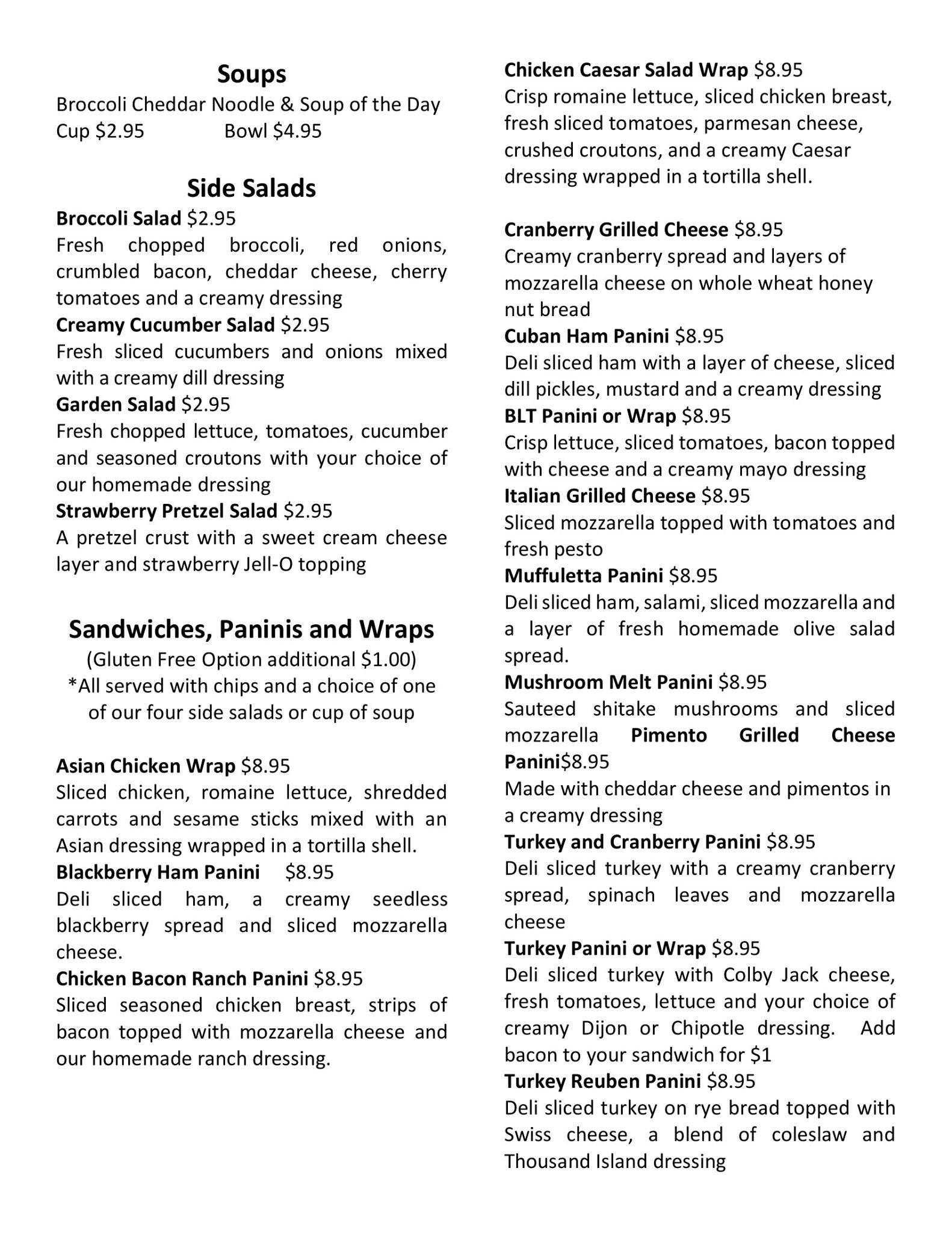Menu at Dragonfly restaurant, Canal Fulton