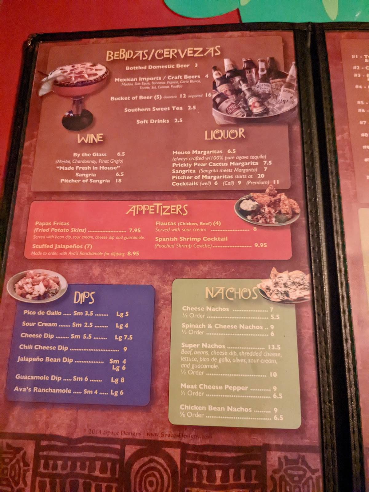 Menu at El Matador Restaurant, Taylors