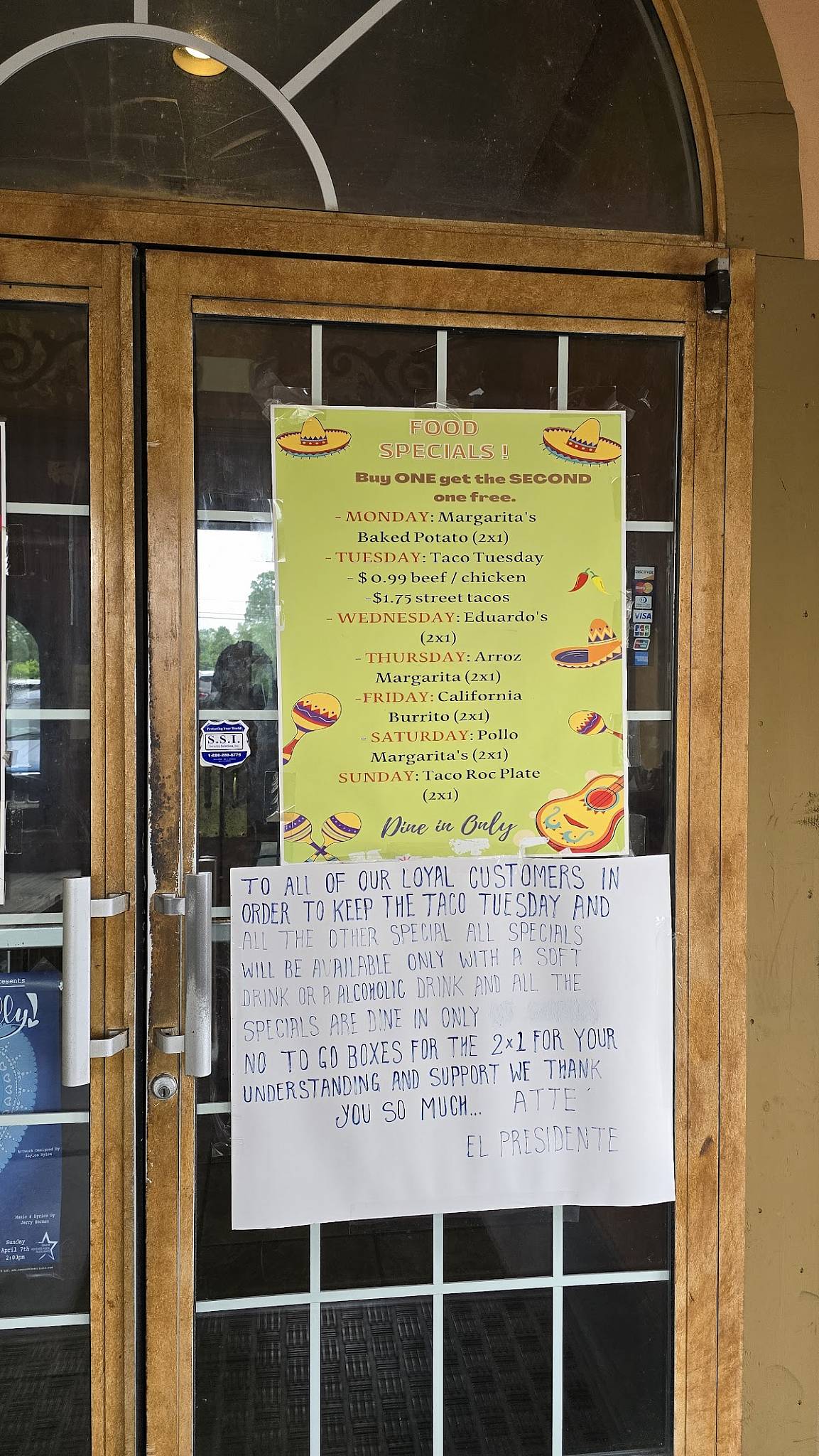 Menu at El Presidente restaurant, Covington