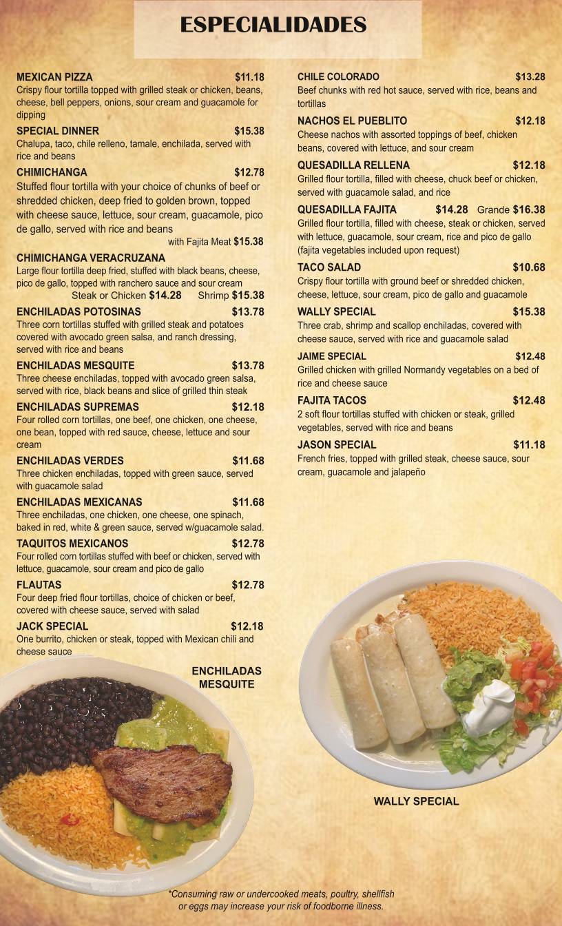 Menu at El Pueblito Mexican Restaurant, Centerton