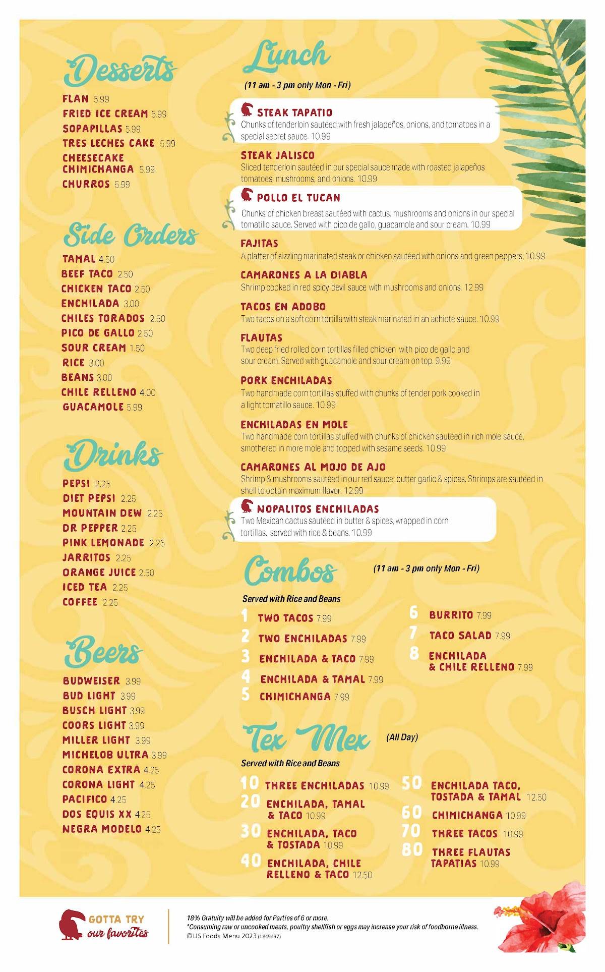 Menu at El Tucán Authentic Mexican Cuisine restaurant, Odessa