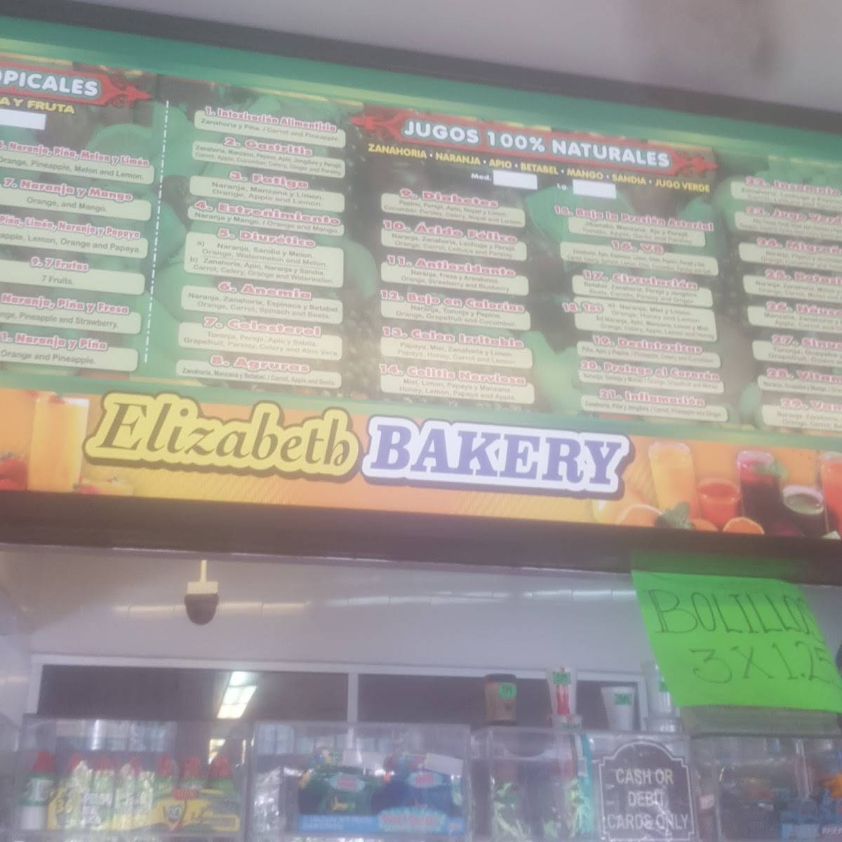 Menu at Elizabeth Bakery, South Gate