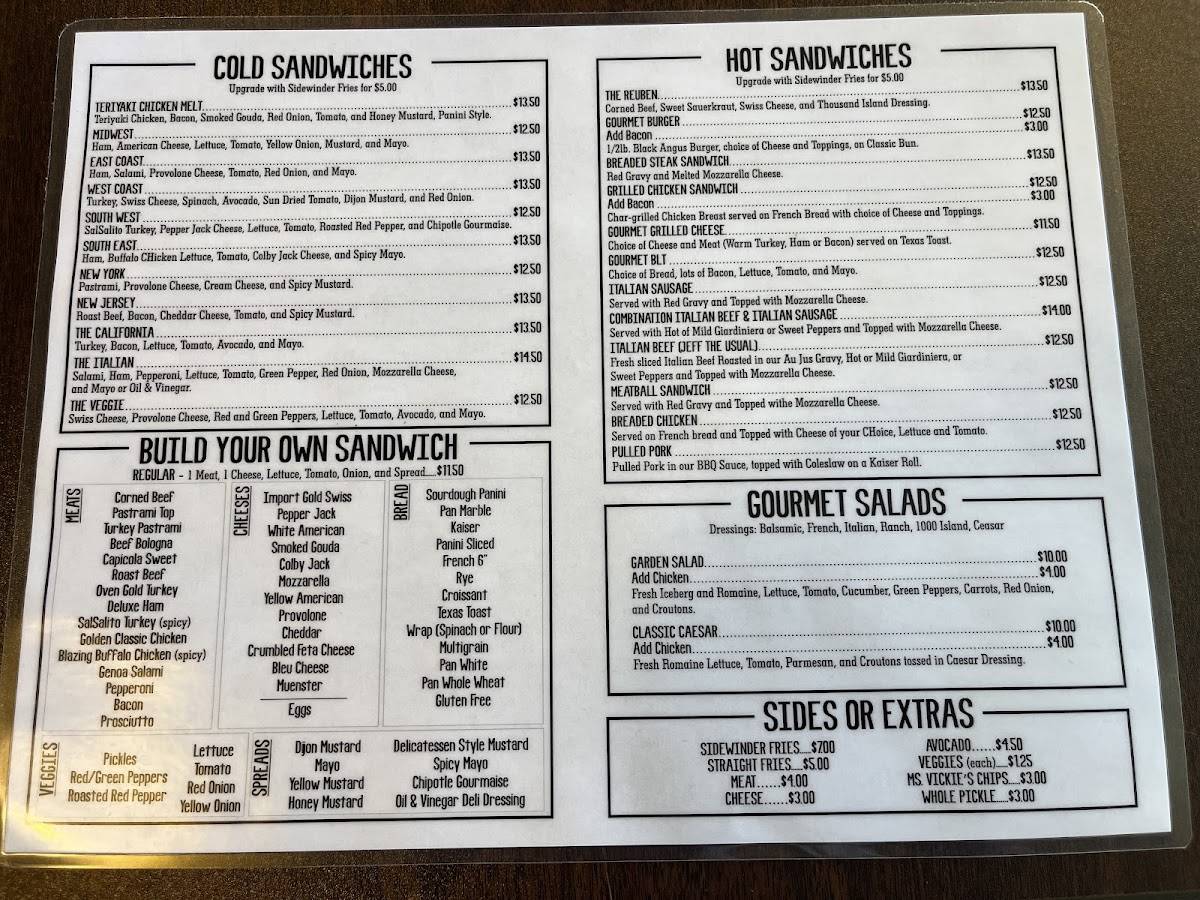 Menu at Ellie's Deli restaurant, Antioch
