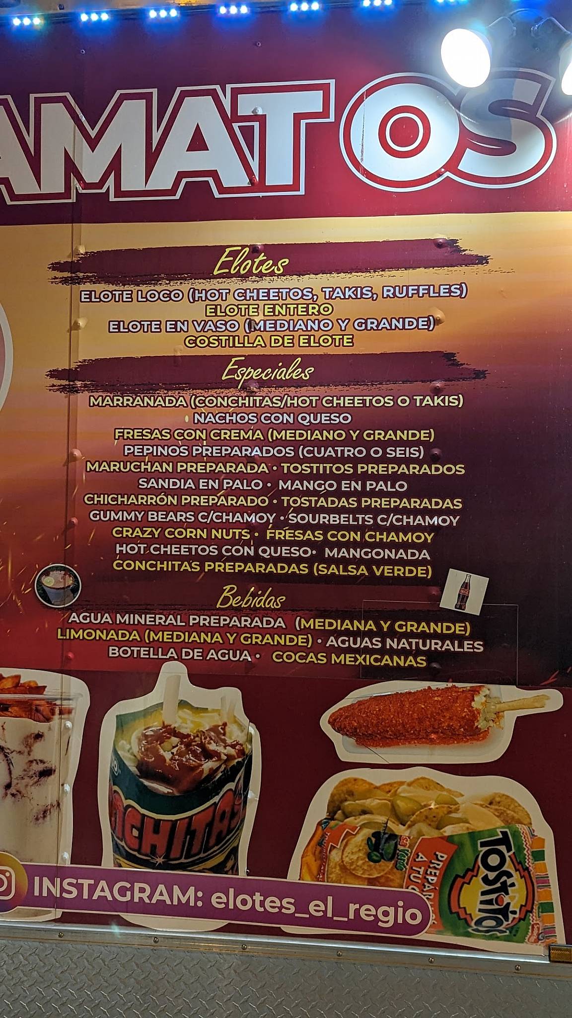 Menu at Elotes el Regio restaurant, McAllen