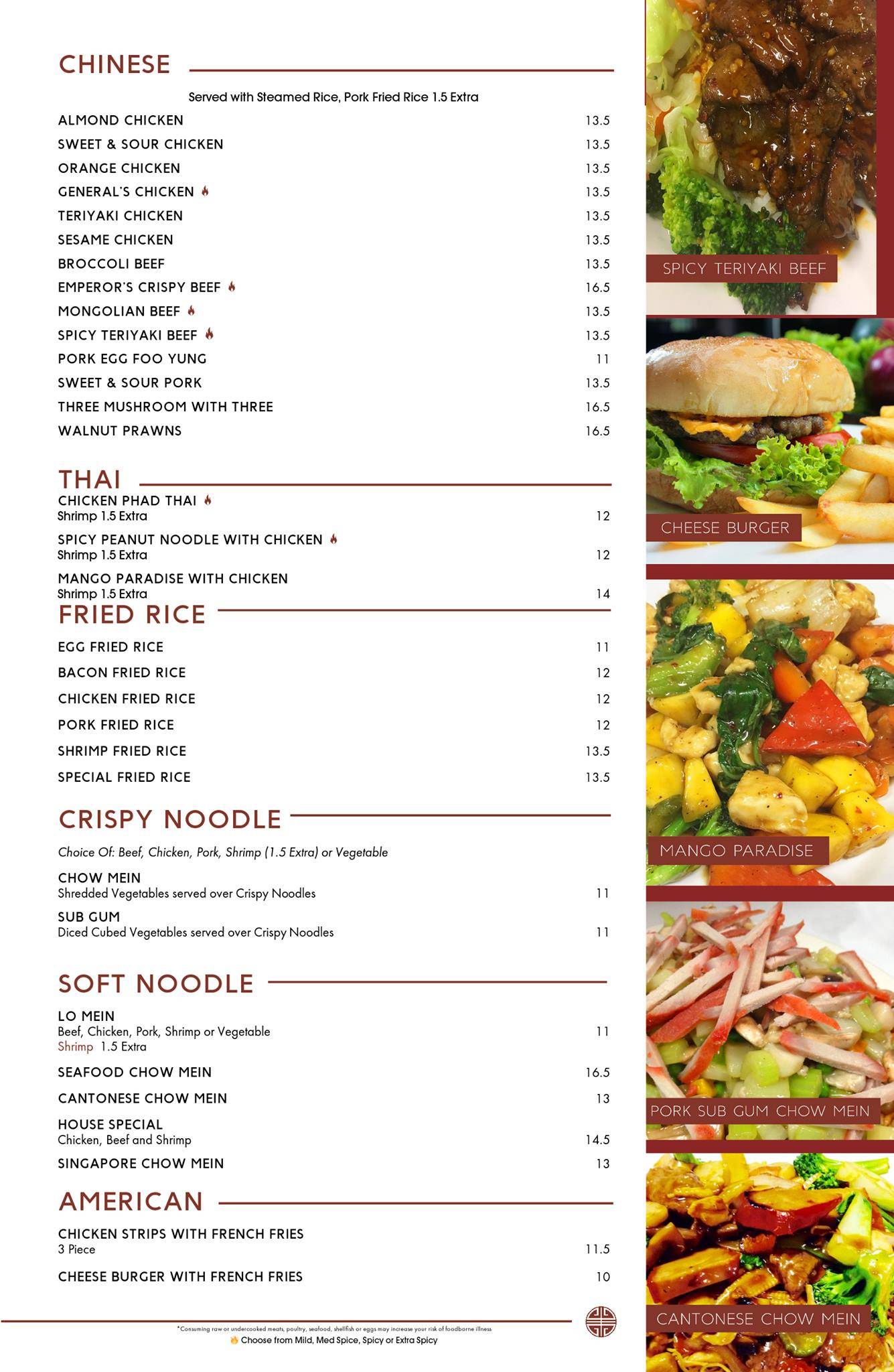 Menu at Emperor's Palace Lacey restaurant, Olympia, Martin Way E