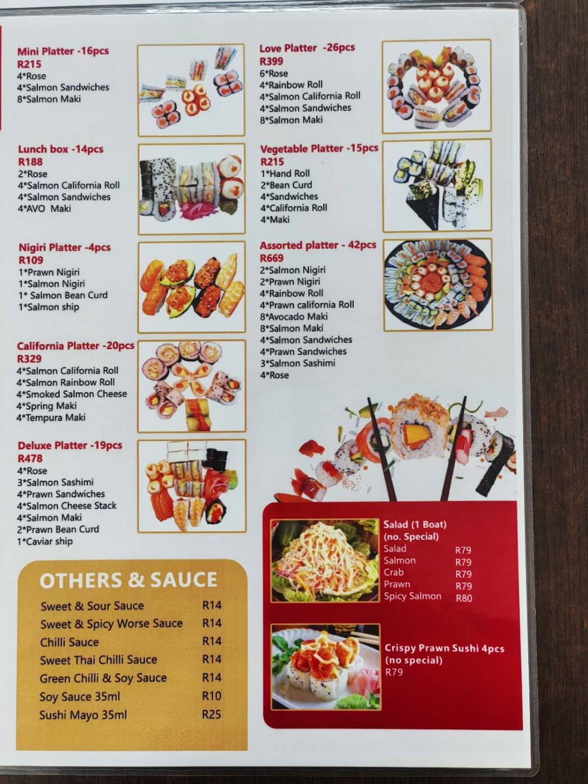 Menu at Fly Dragon restaurant, Rustenburg