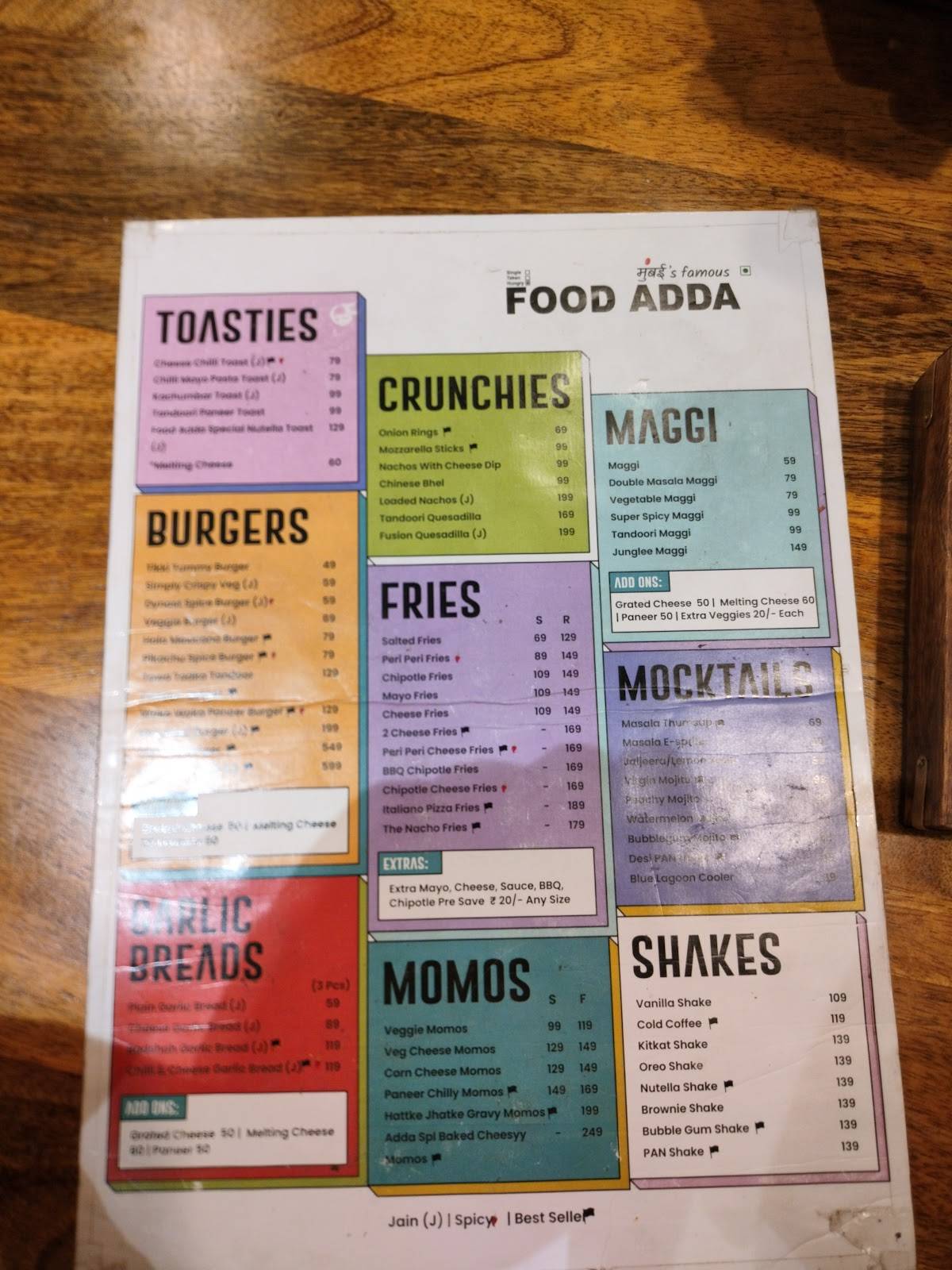 Menu at Food Adda Wakad, Pune