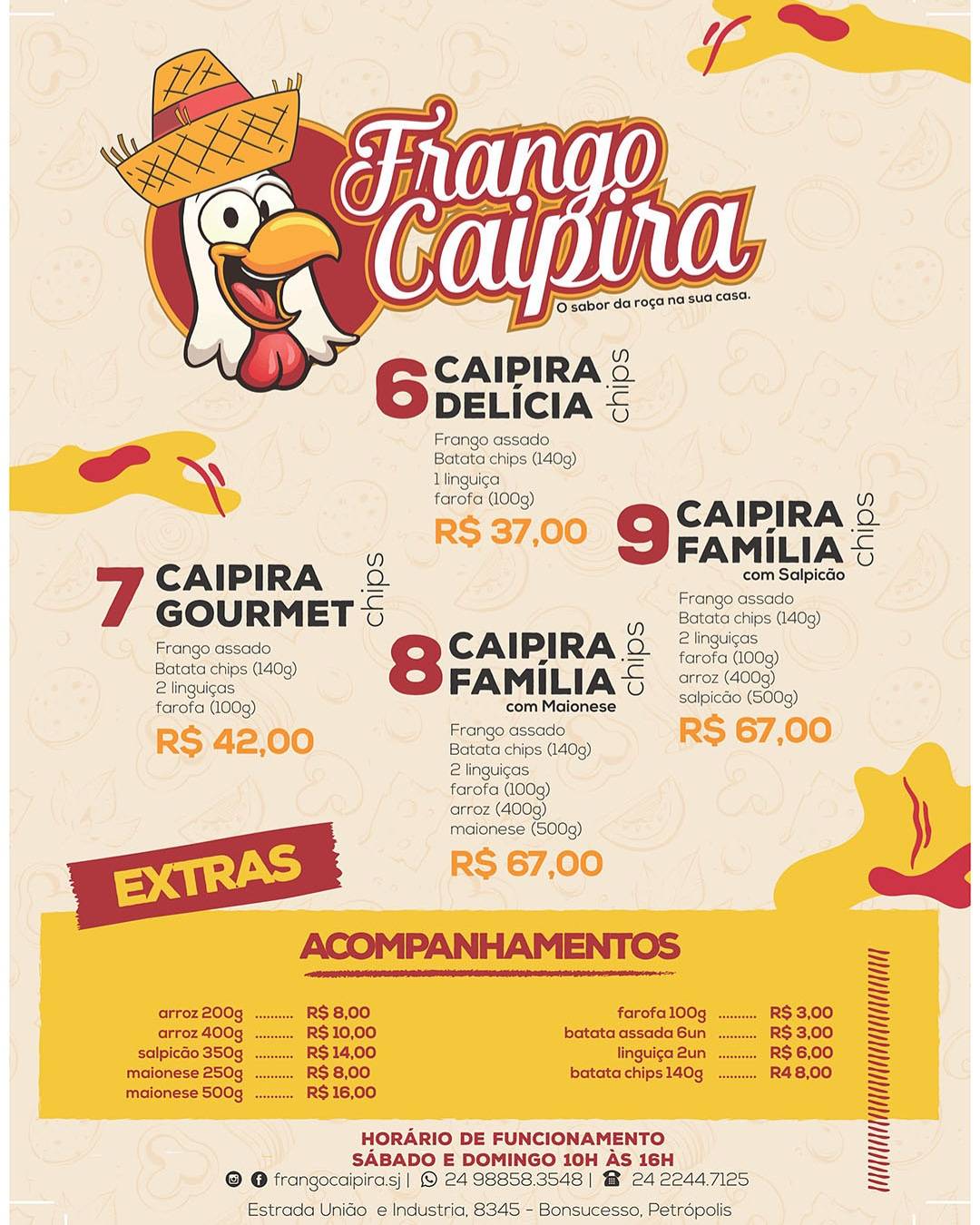 Menu em Frango Caipira restaurante, Petrópolis
