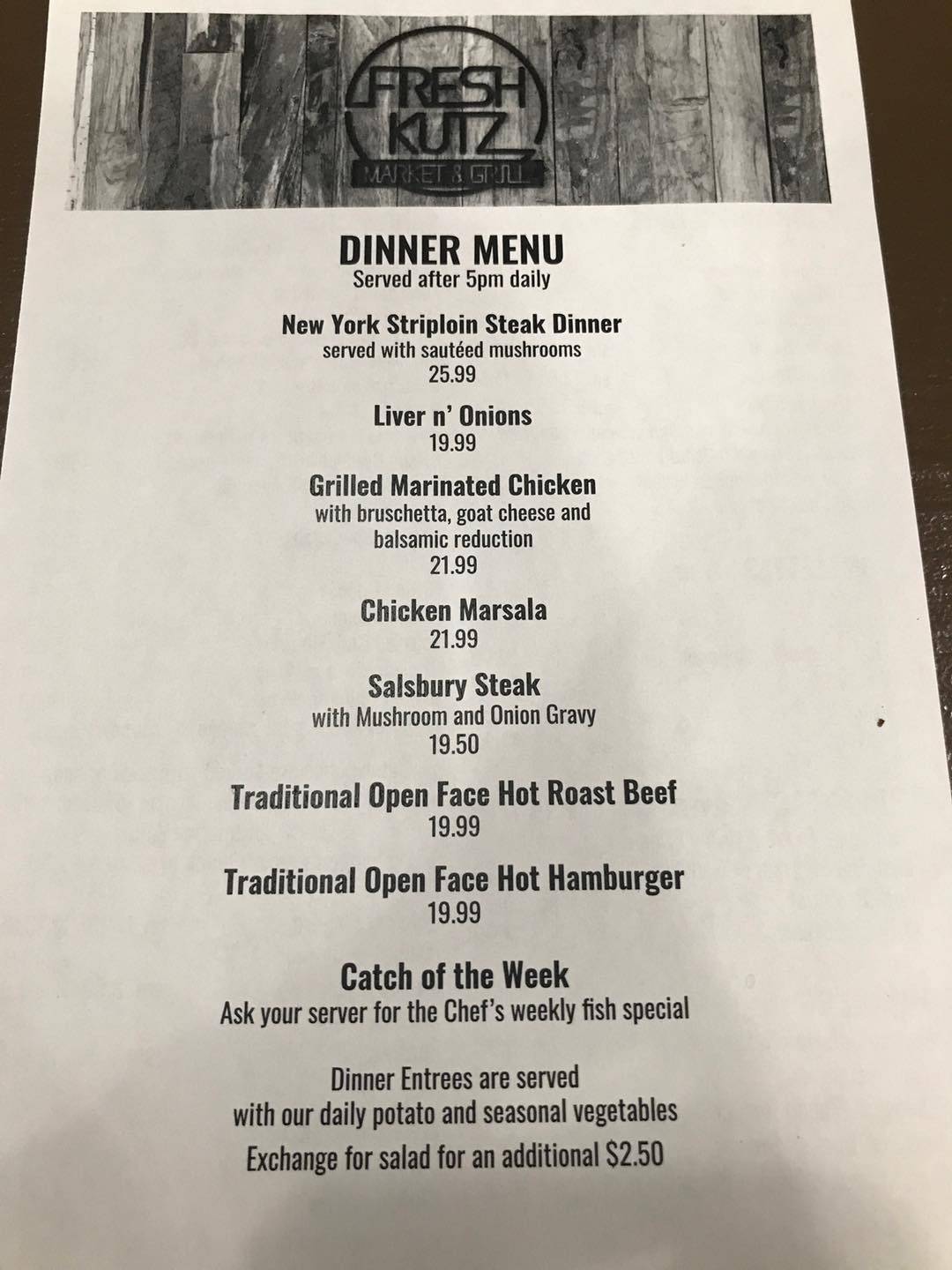 Menu at Fresh Kutz Market & Grill restaurant, Bracebridge