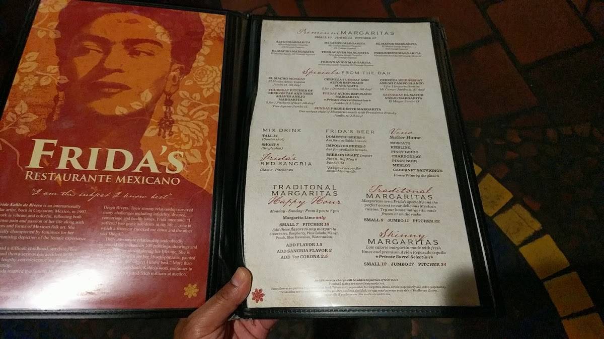 Menu at Frida's Restaurante Mexicano, Memphis