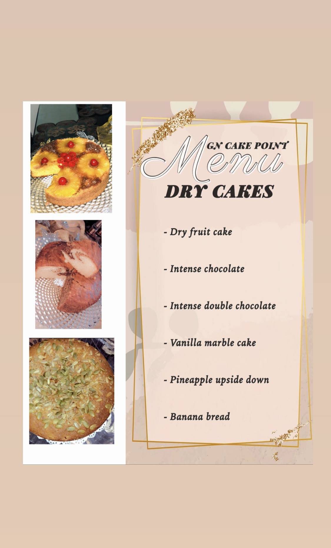 Menu at GN cake point, Ludhiana