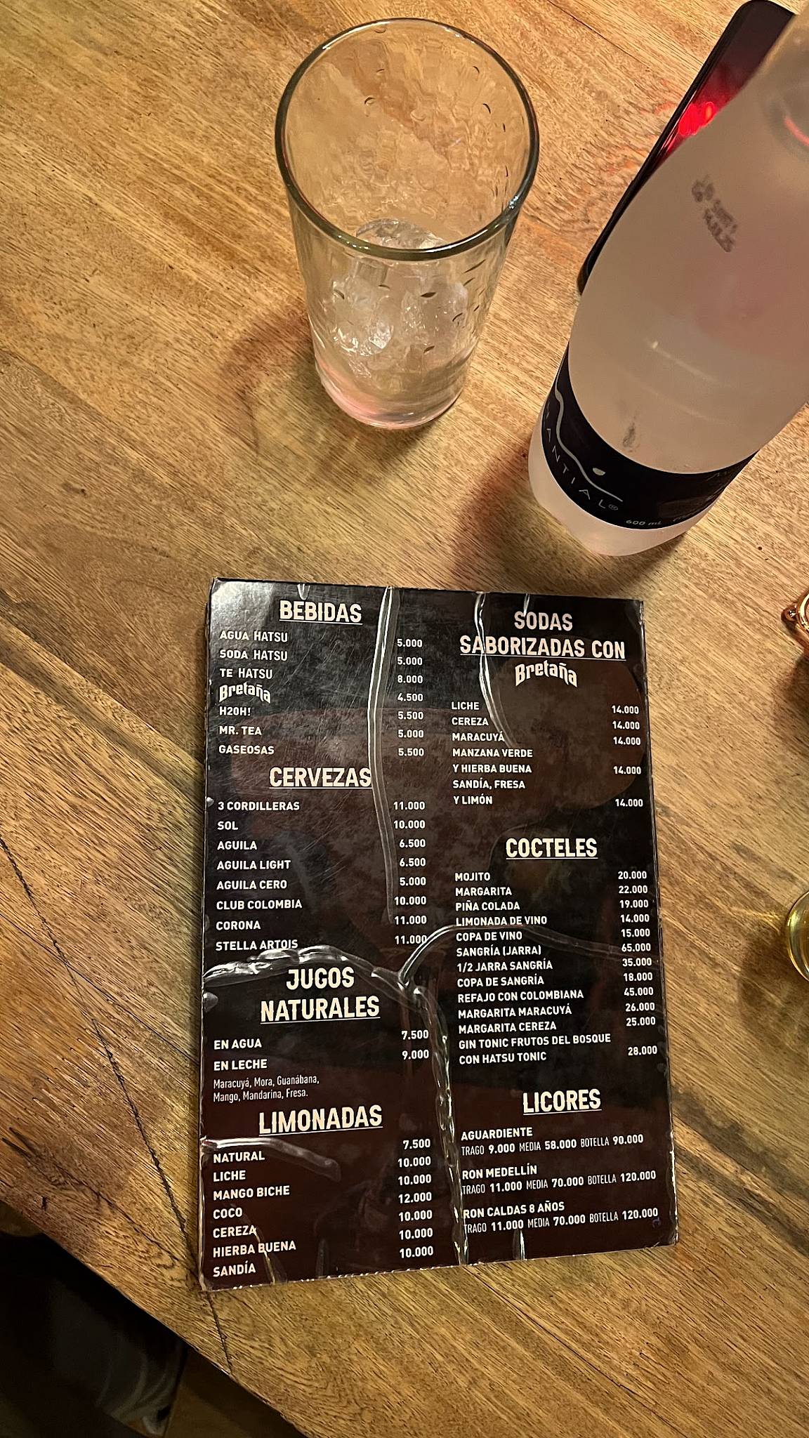 Menu at GRILLMAN restaurant, Medellín
