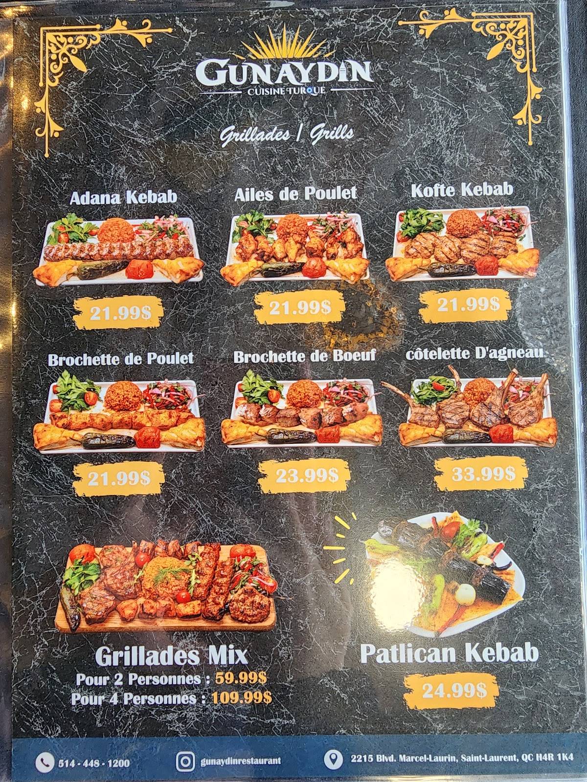 Menu at GUNAYDIN RESTAURANT MONTREAL, Montréal