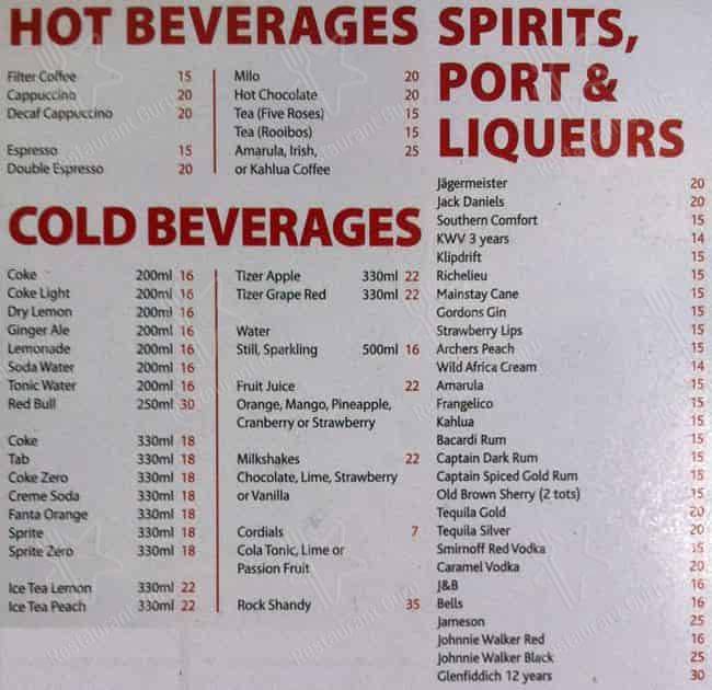 Menu at Galaxy Grill restaurant, Umhlanga, F5-G9