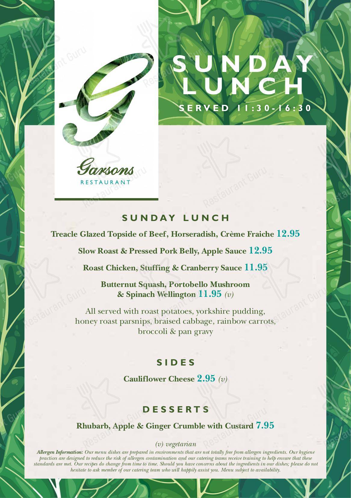 Carta de The Orangery Tea House, Esher