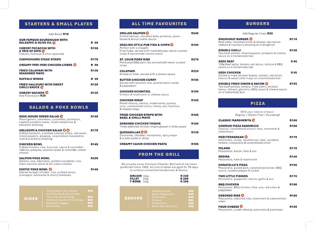 Menu at Geek House Eatery - Exceptional Bakery & Restaurant, Pretoria