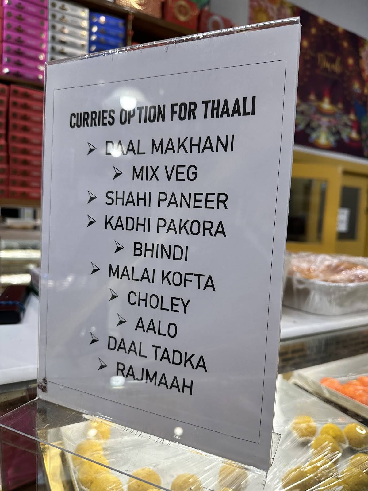 Menu at Gobind Sweets restaurant, Thomastown