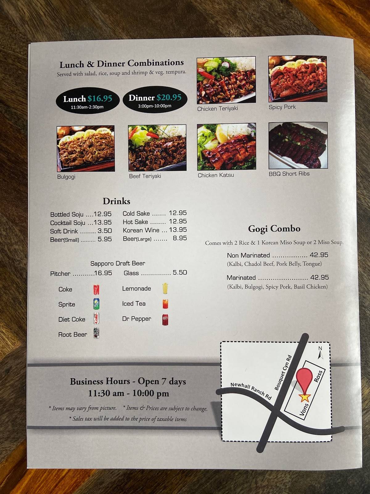 Menu at GoGi House restaurant, Hanoi, 15 P. Huỳnh Thúc Kháng