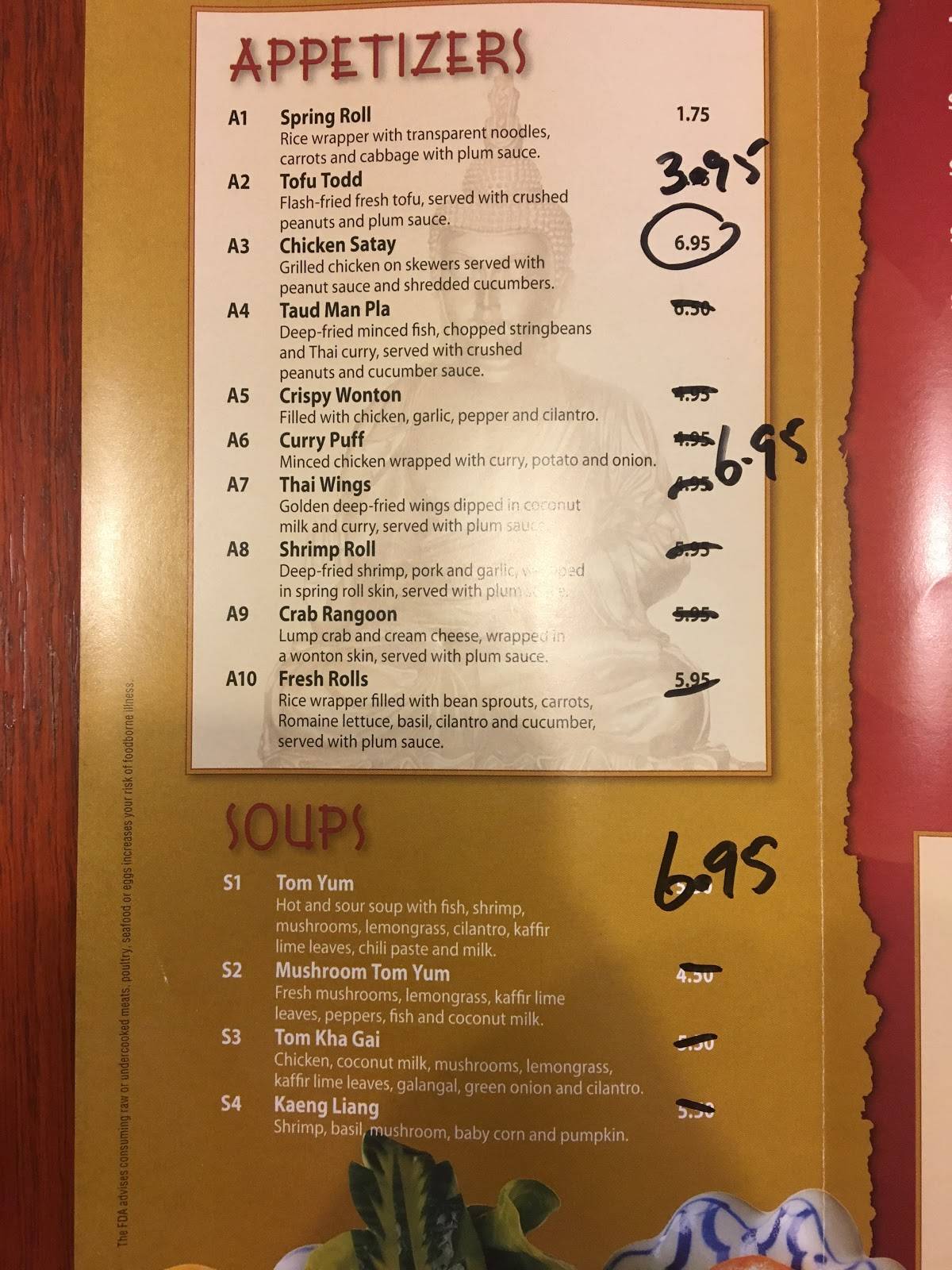 Menu at Golden Buddha Thai Cuisine restaurant, Romeo