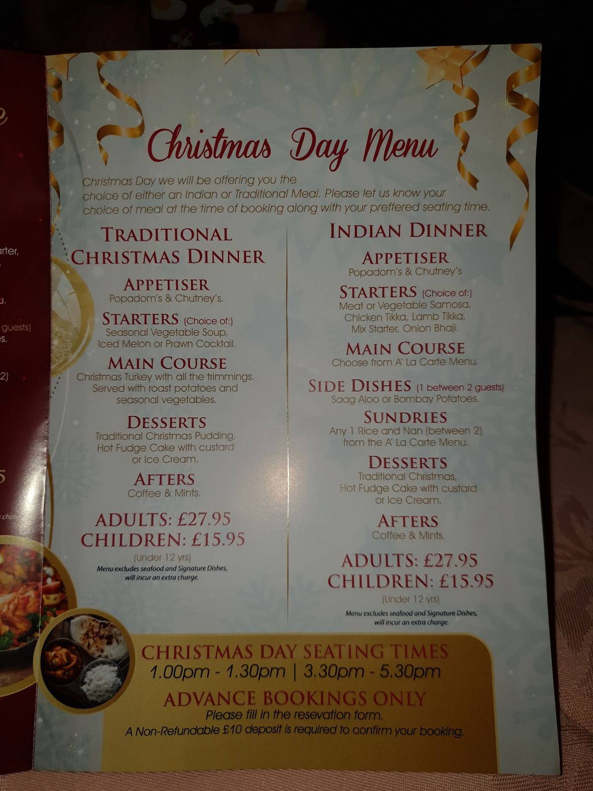 Menu at Grand Millon restaurant, Oldham