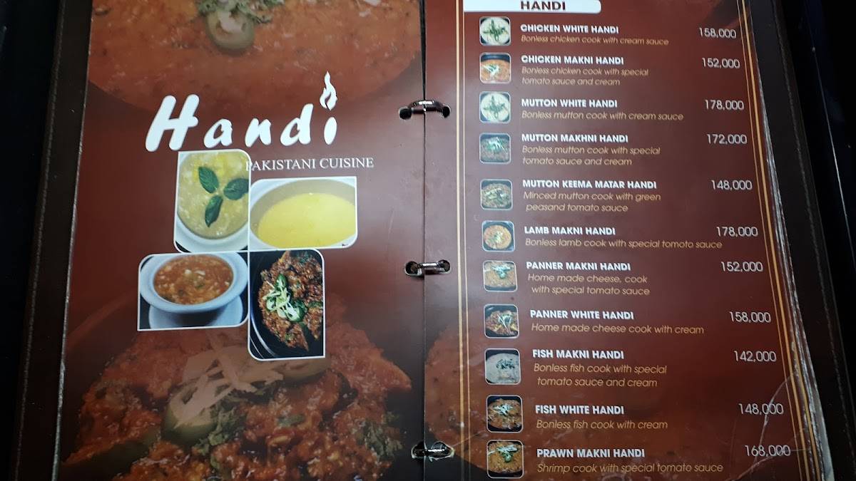 Menu at HANDI RESTAURANT (PAKISTANI CUISINE), Hanoi