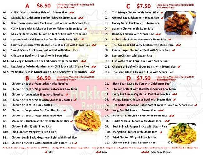 Menu at Hakka No. 1 Cuisine restaurant, Toronto, Keele St