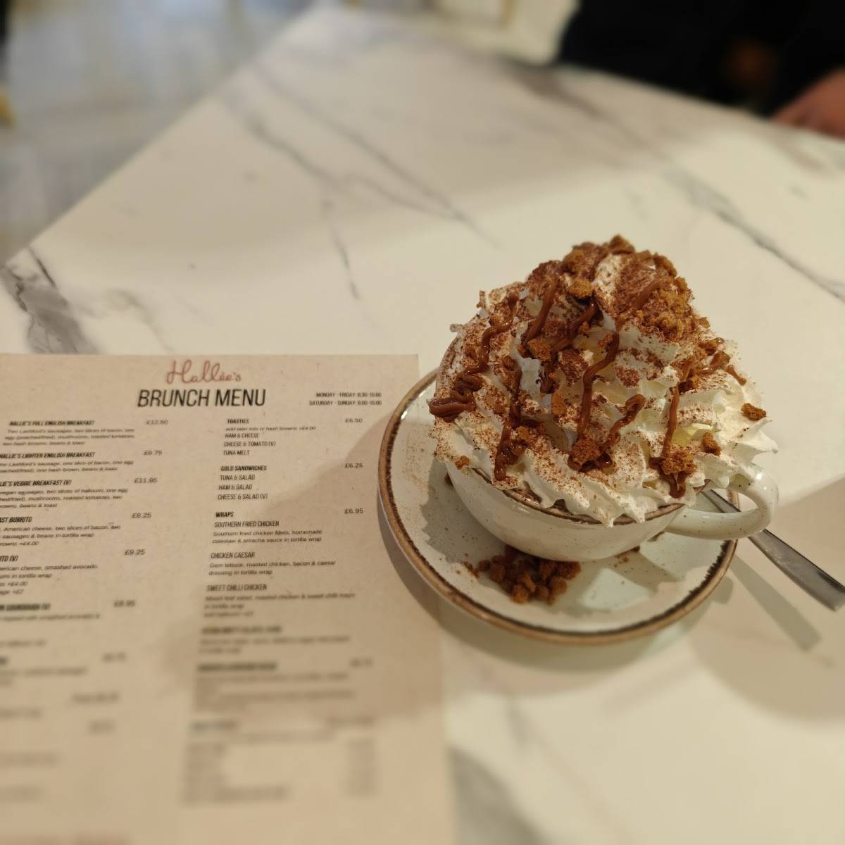 Menu at Hallies Cafe, Solihull
