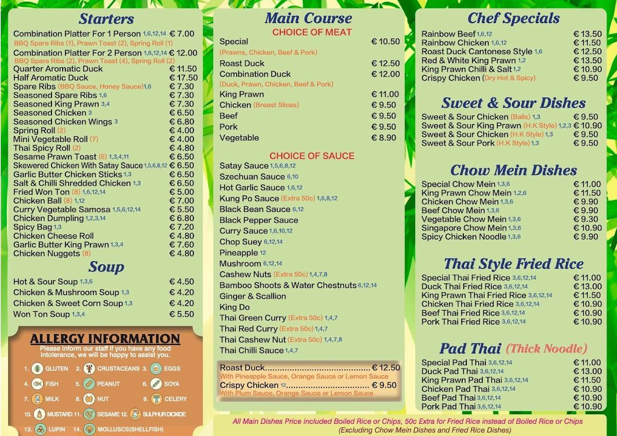 Menu at Hi Panda Castlerea restaurant, Castlerea, St Patrick's St