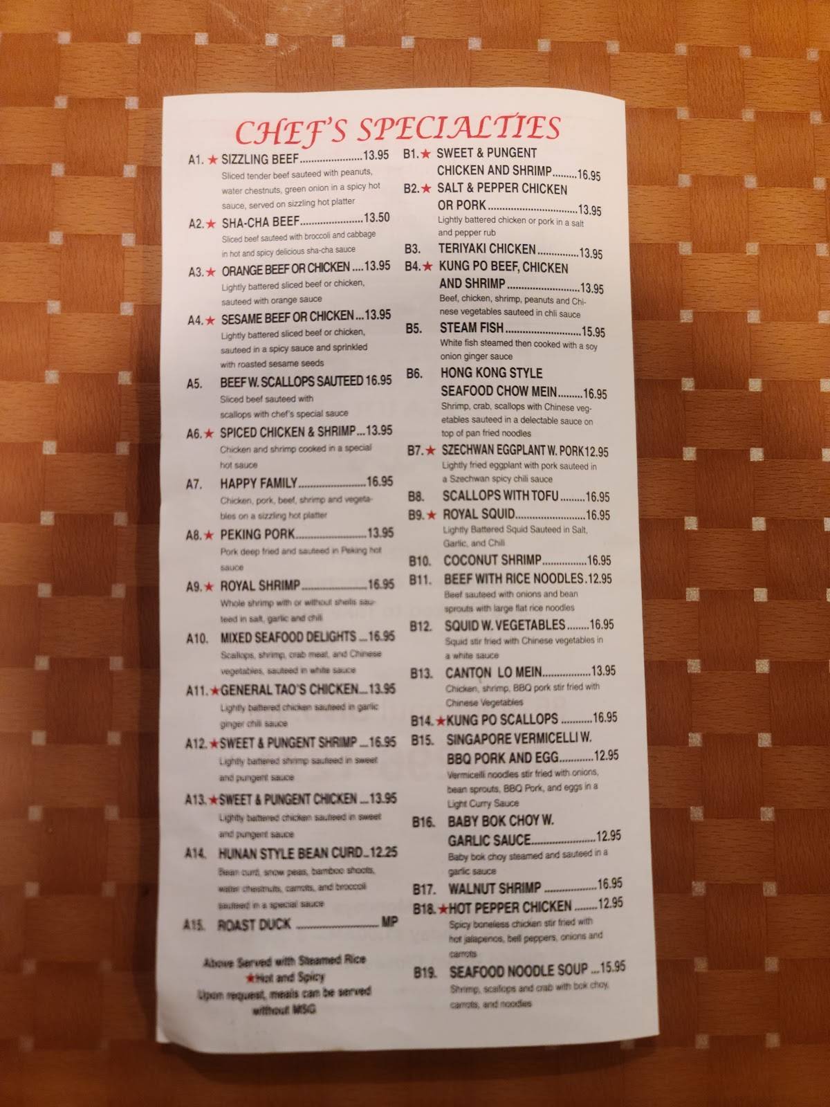 Carta del restaurante Ho Lo Ma, Albuquerque