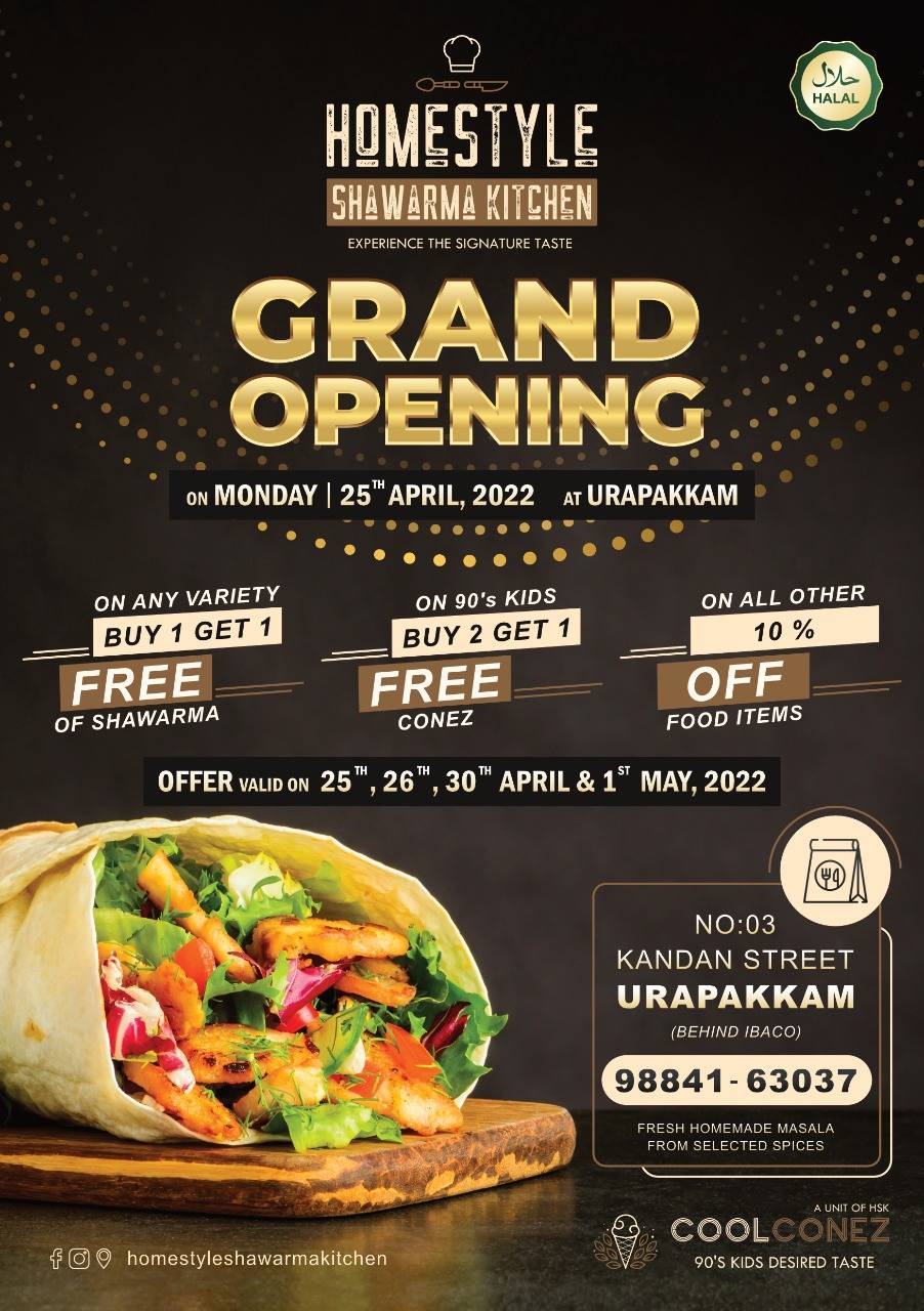 Menu at Homestyle Shawarma Kitchen, Vandalur R.F.